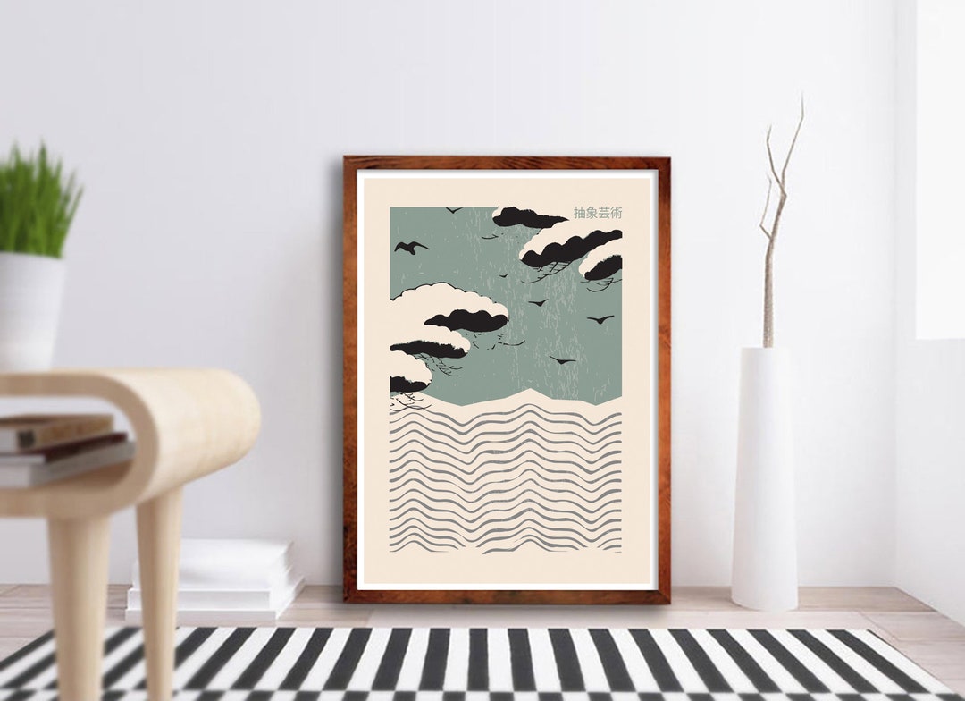 Japandi Poster Print Japandi Abstract Art Print Japanese Wall Art Print Japandi Wall Art Sage ...