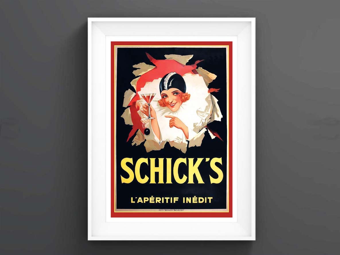 Schick's Vintage Poster - Alcohol Prints - Alcohol Reclame - Retro ...