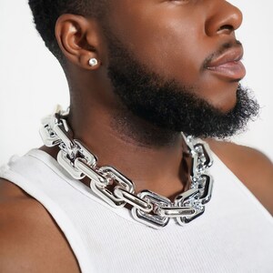 Silver Chunky Chain Choker - Etsy