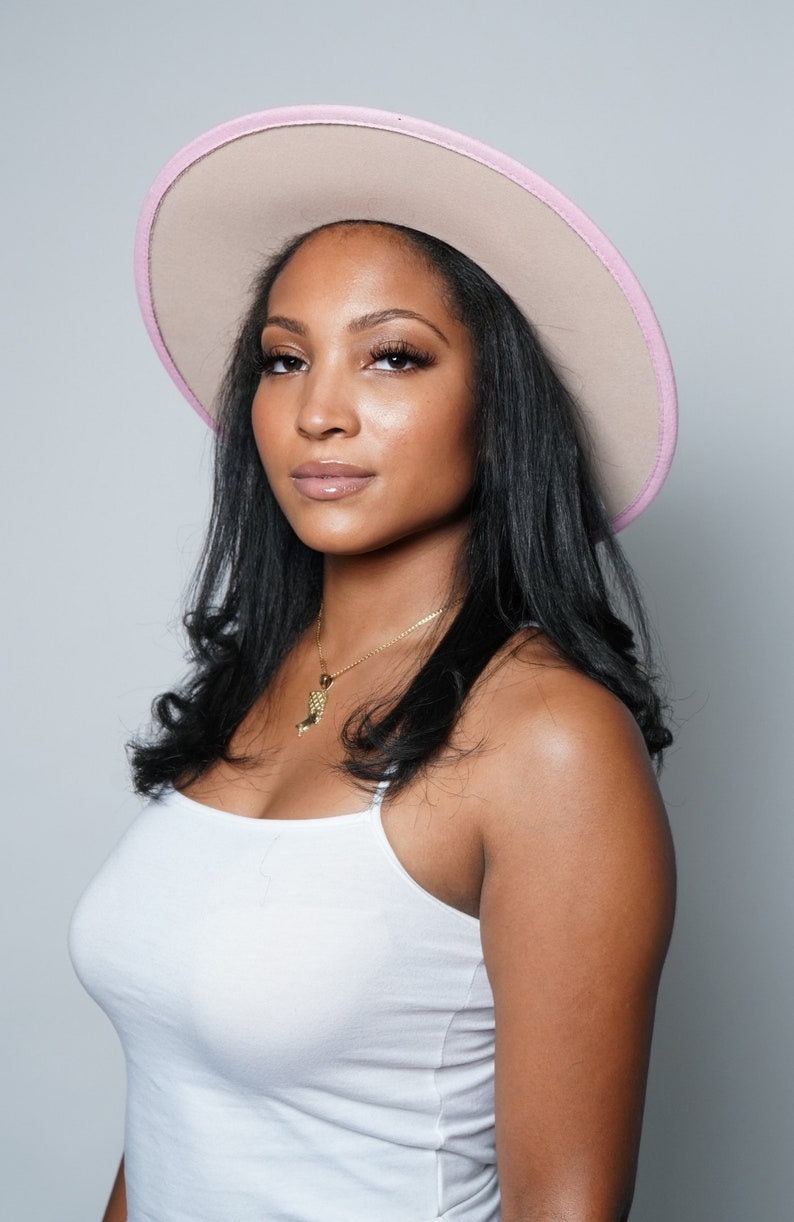 Light Pink Fedora Hat With Leather Band - Etsy