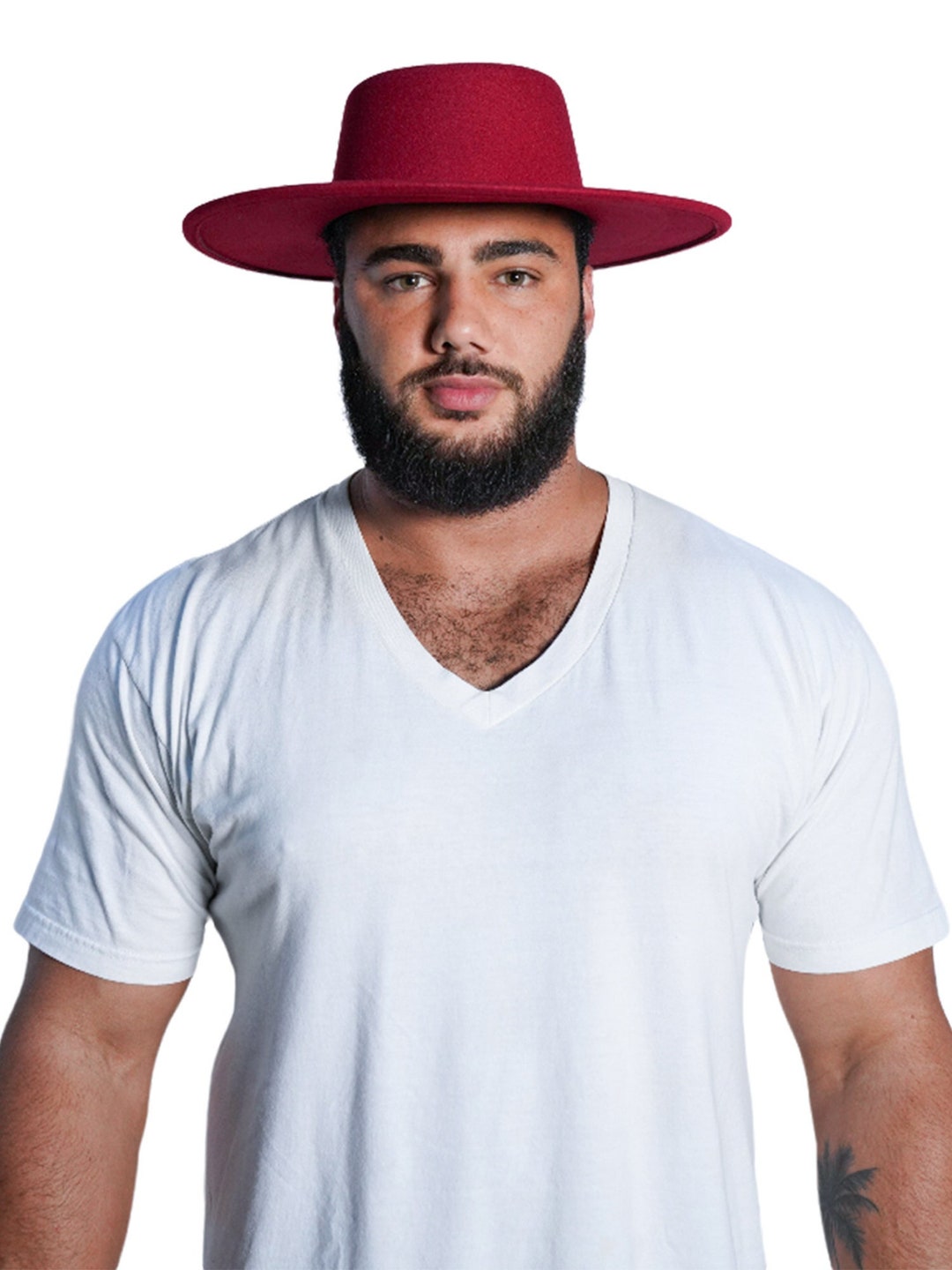 Red Garnet Boater Fedora Hat, Unisex Vintage Fedora Hat Classic Felt ...