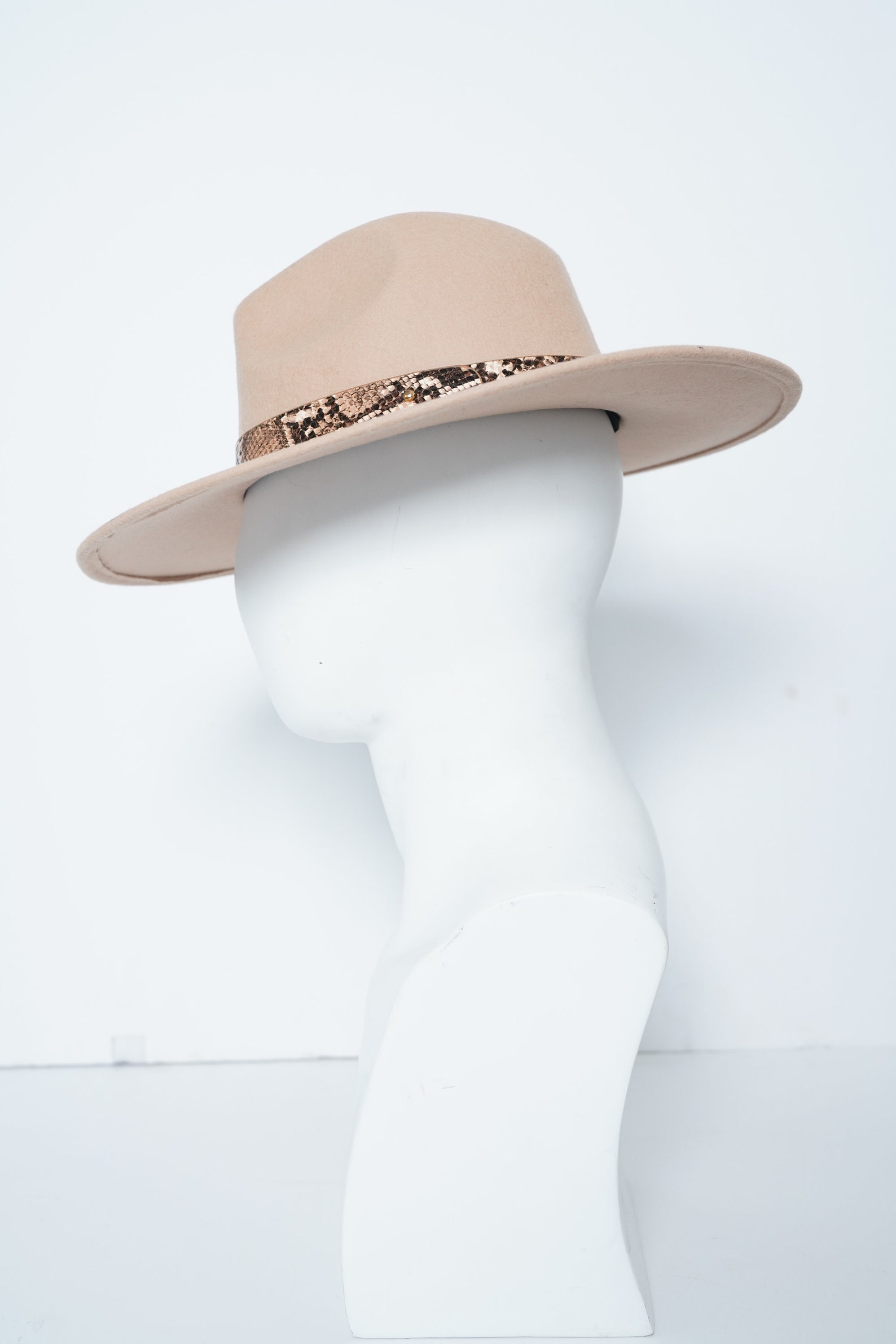 Men's Walnut Cream Wide Brim Fedora With Snake Details Men Women Felt ...