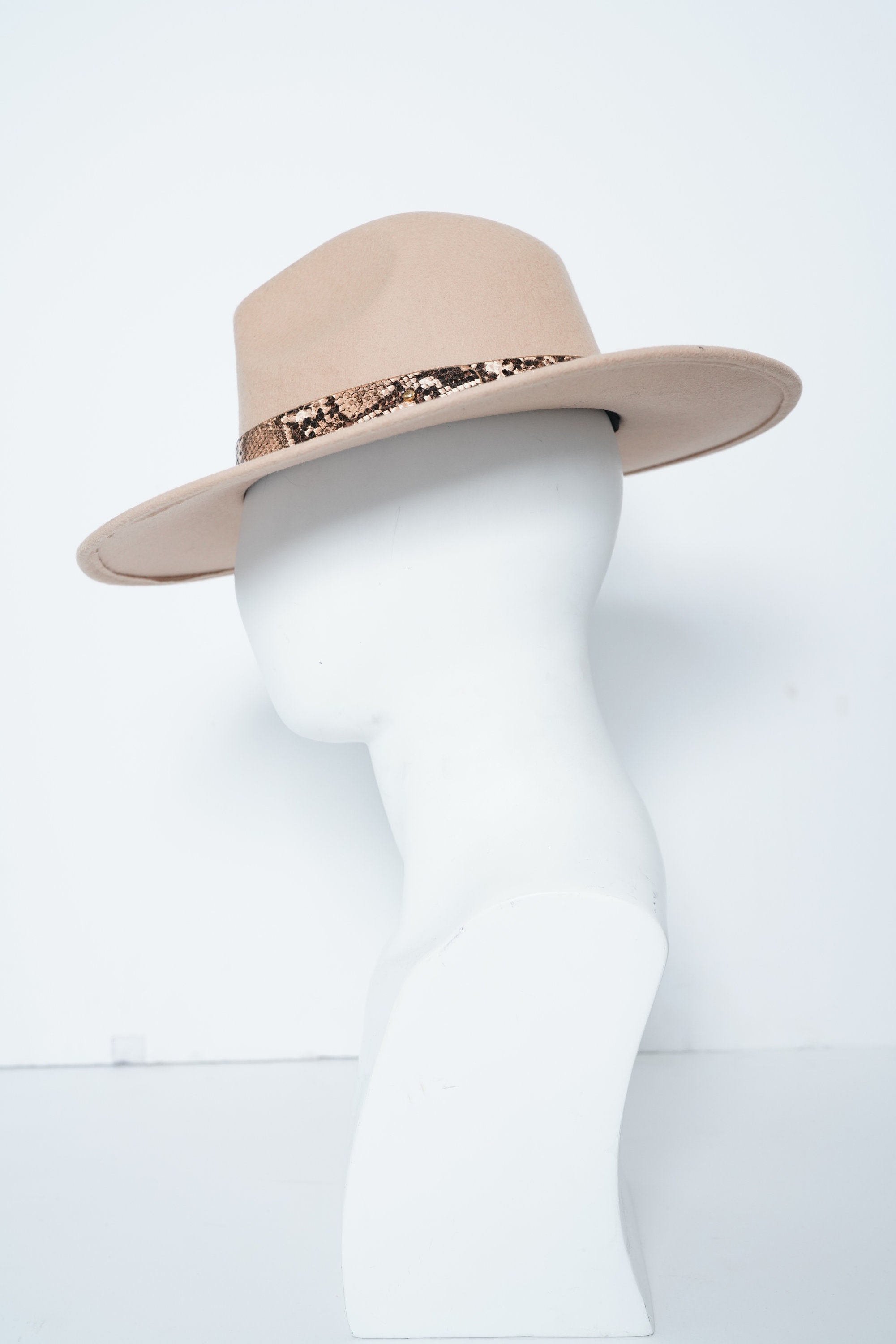 Men's Walnut Cream Wide Brim Fedora With Snake Details - Etsy