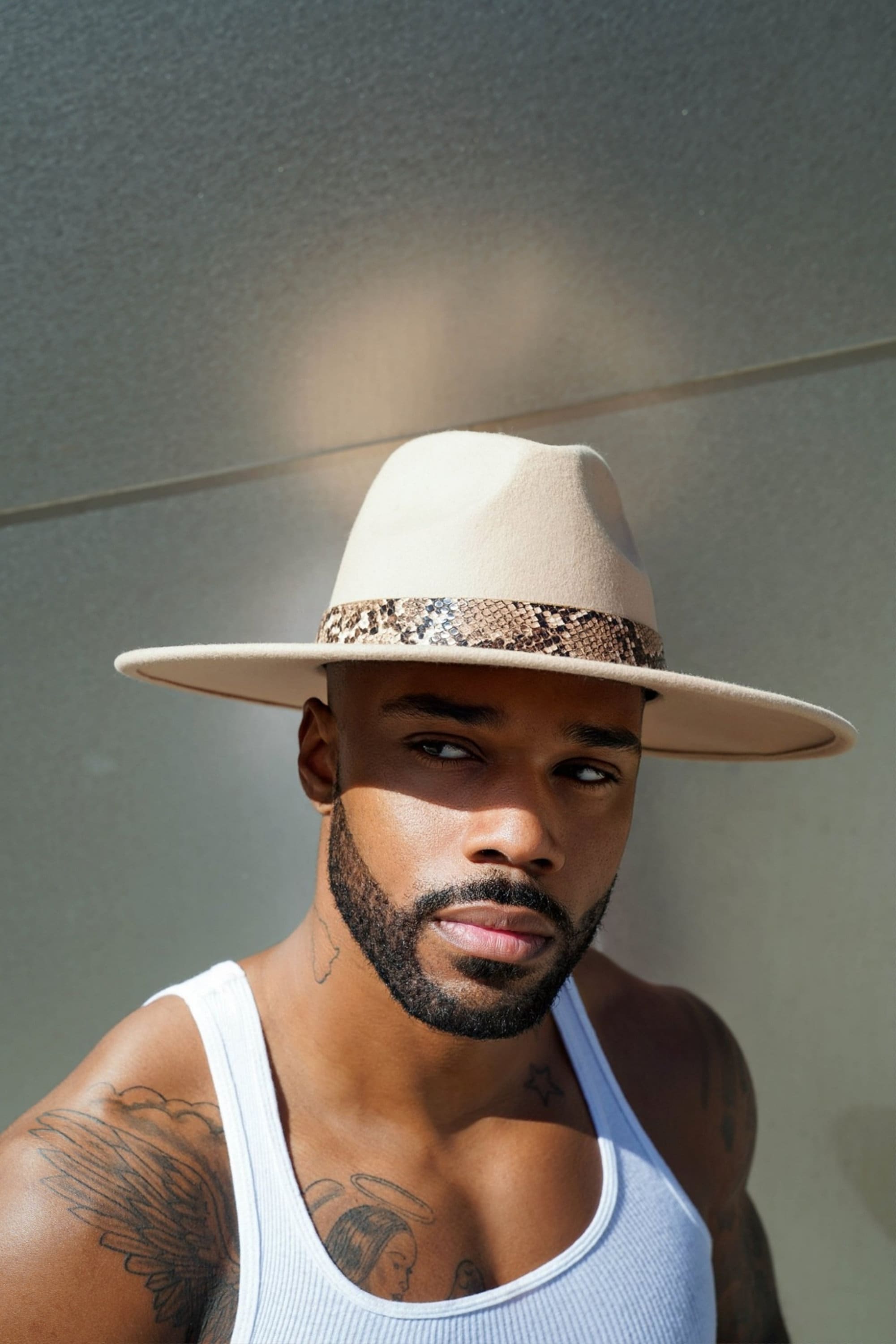 Men's Walnut Cream Wide Brim Fedora With Snake Details - Etsy