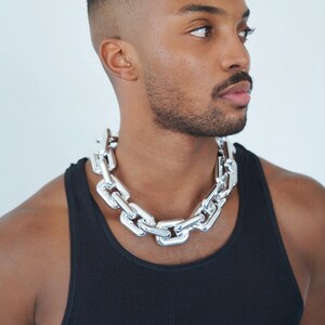 Silver Chunky Chain Choker - Etsy