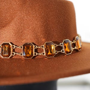 Gemstone Glam Rust Fedora, Trendy Fedora Hats for Men & Women Wide Brim ...