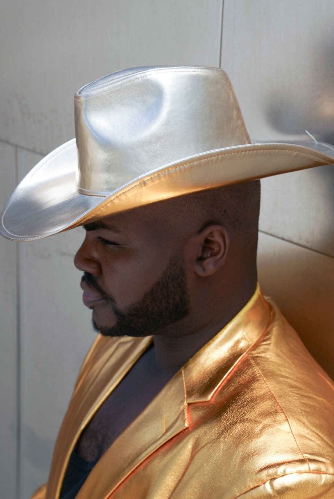 Metallic Gold Wide Brim Cowboy Hat - Etsy