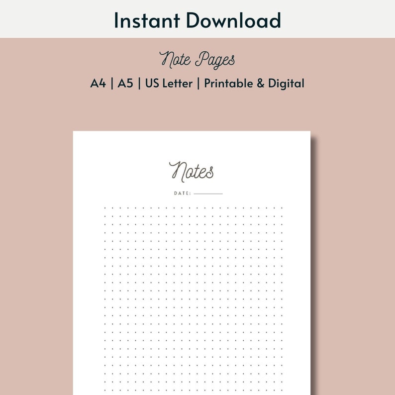 Note Pages Bundle Template Printable Student Note Taking Notes Template ...