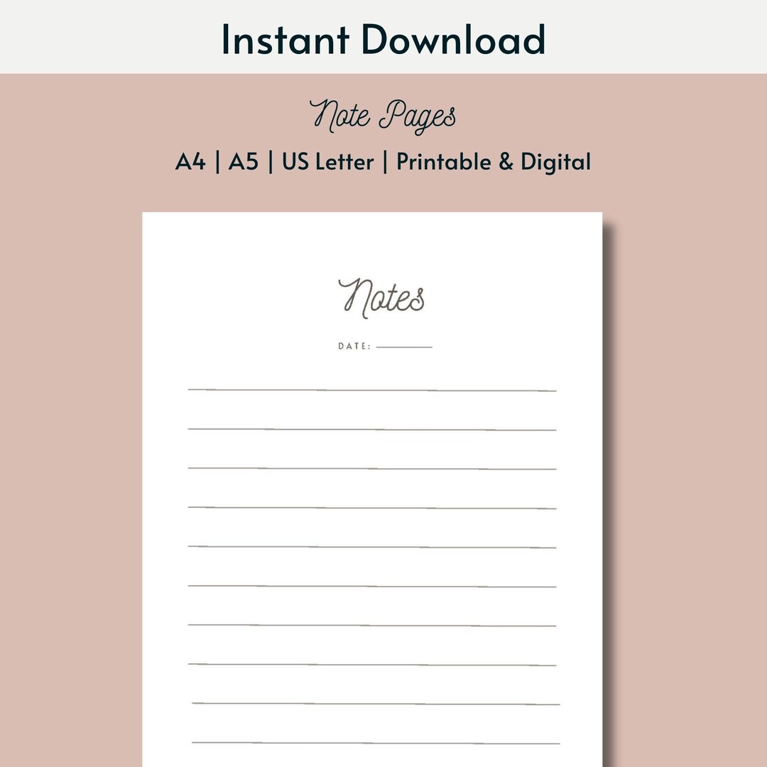 Note Pages Bundle Template Printable Student Note Taking Notes Template ...