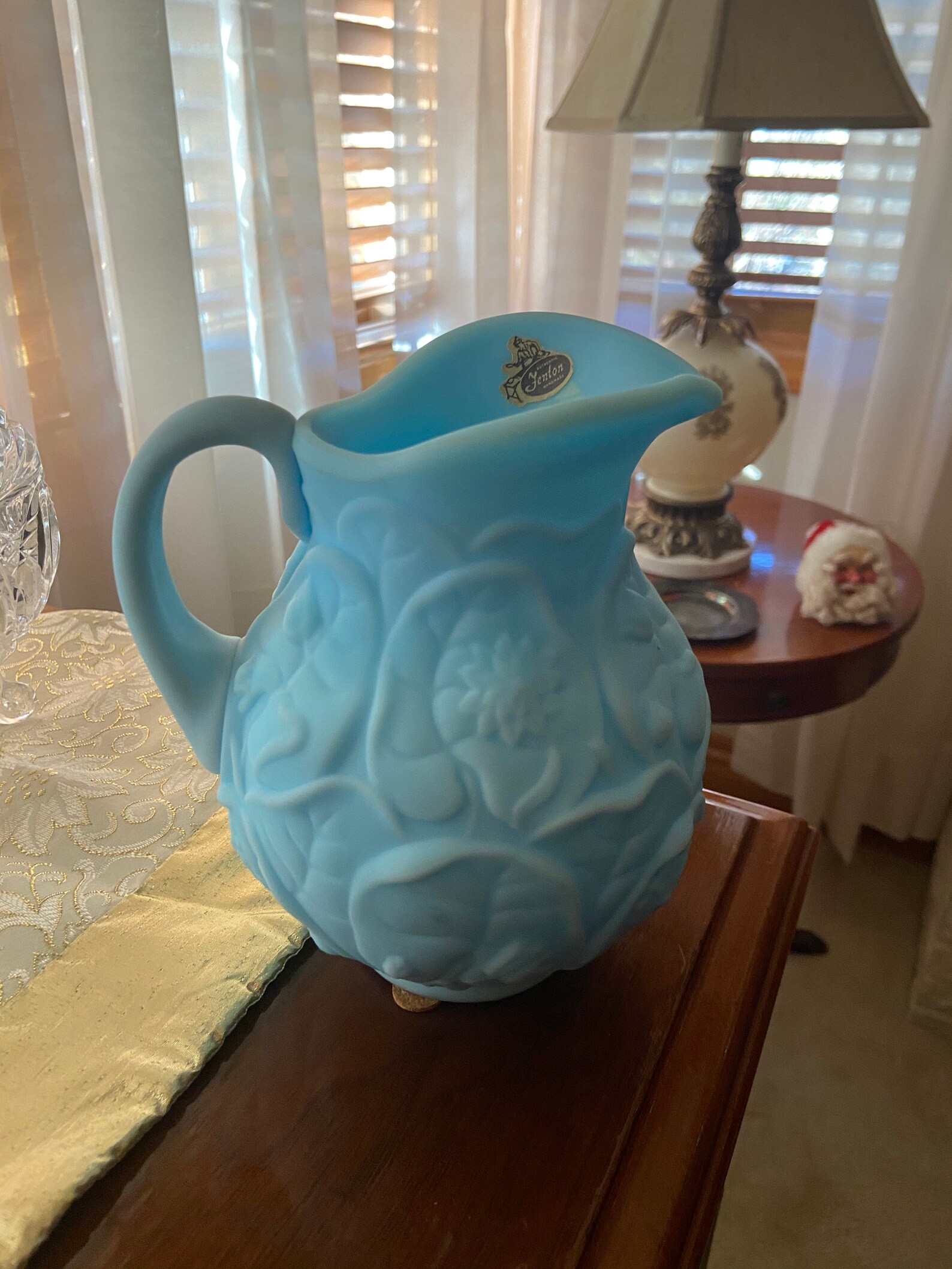 Vintage blue Fenton pitcher | Etsy