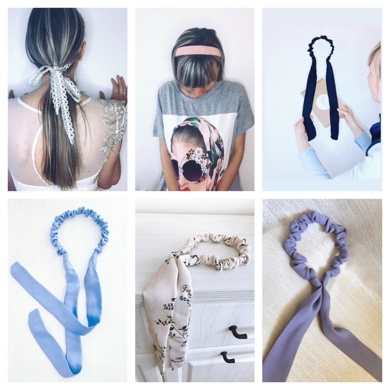 Cotton Light Blue Hair Band With Ribbons for Tying Hair - Etsy