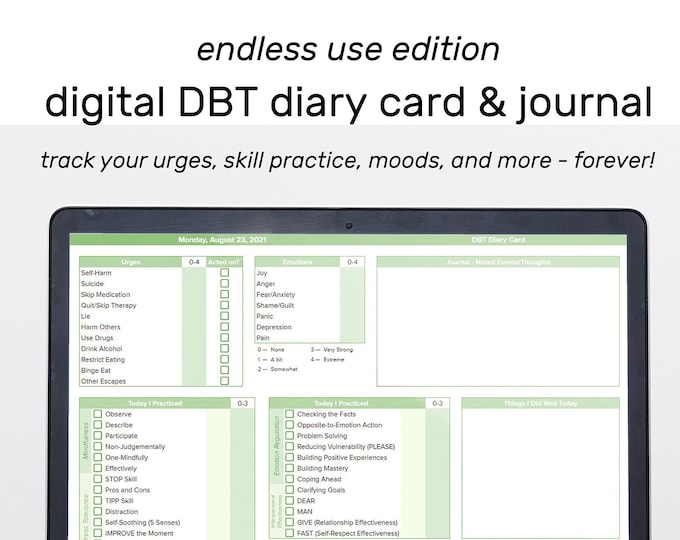 DBT Diary Card Journal Easy-use Google Sheet BPD Mood - Etsy