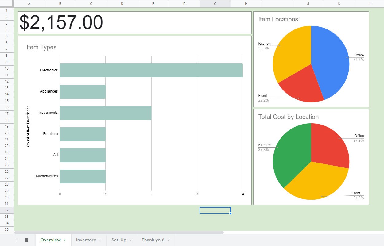 Home Inventory Sheet | Easy-use Google Sheet - Household Inventory With ...