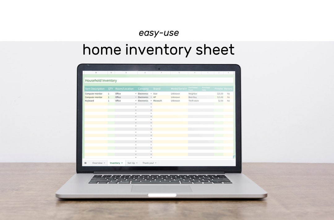 Home Inventory Sheet | Easy-use Google Sheet - Household Inventory With ...