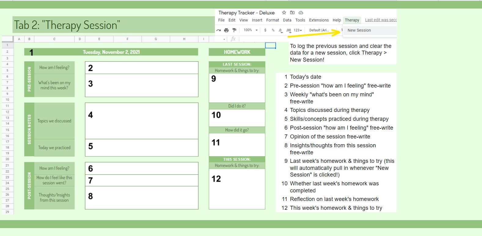 Digital Therapy Journal Easy-use Google Sheet Pre-therapy - Etsy