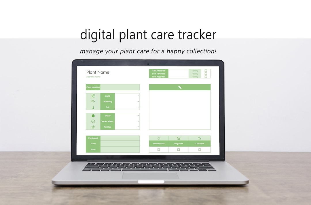 Plant Care Tracker Journal - Easy-use Google Sheet | Plant Cards With ...