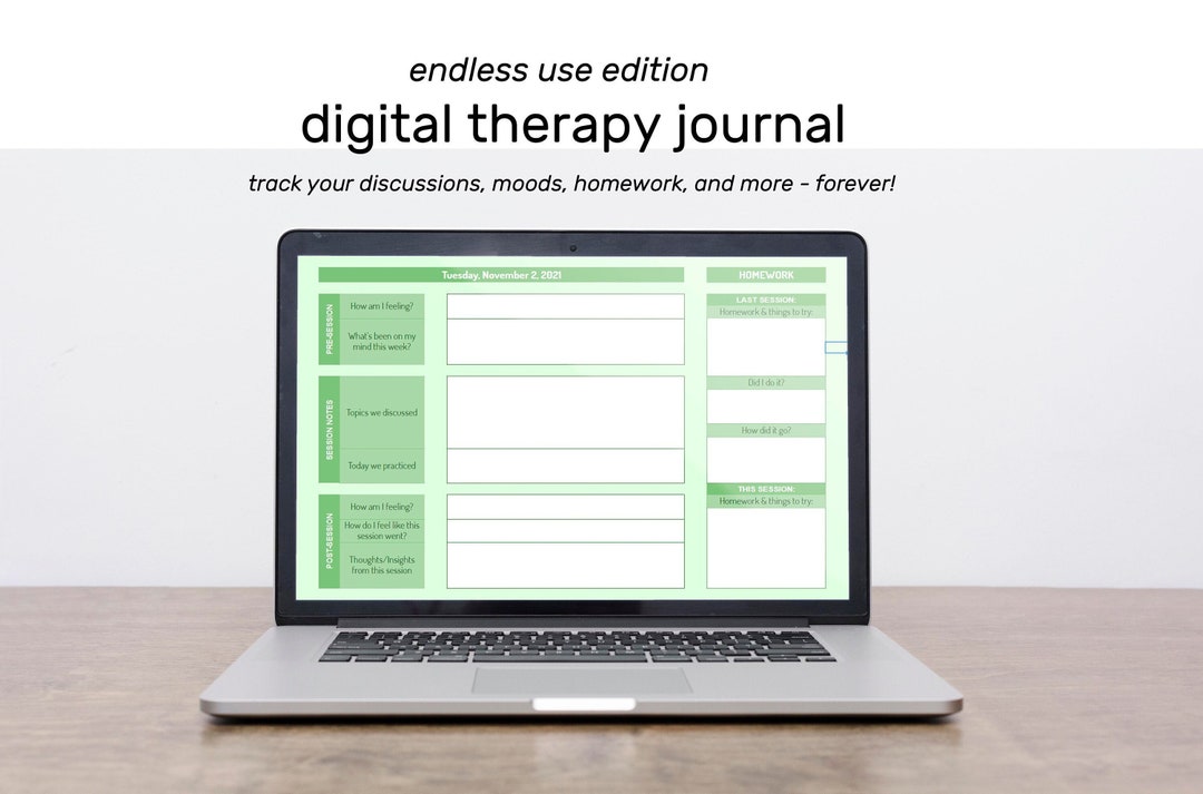 Digital Therapy Journal - Easy-use Google Sheet | Pre-therapy Mood ...