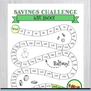 Savings Tracker | Money Challenge | Save 500 Dollars Goal | Save Fund ...