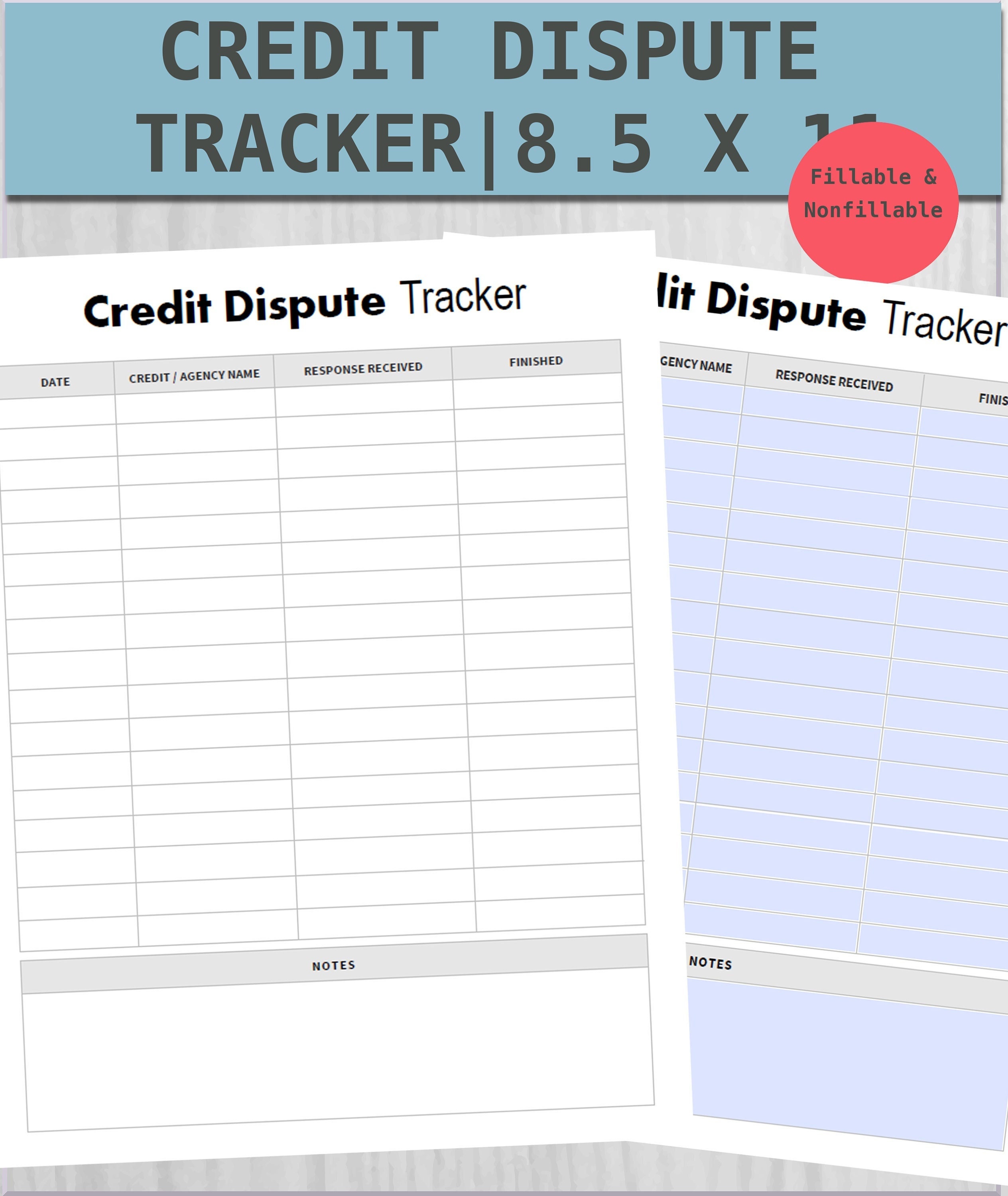 Credit Dispute Tracker | Credit Inquiry | Log Sheet | Credit Debt ...