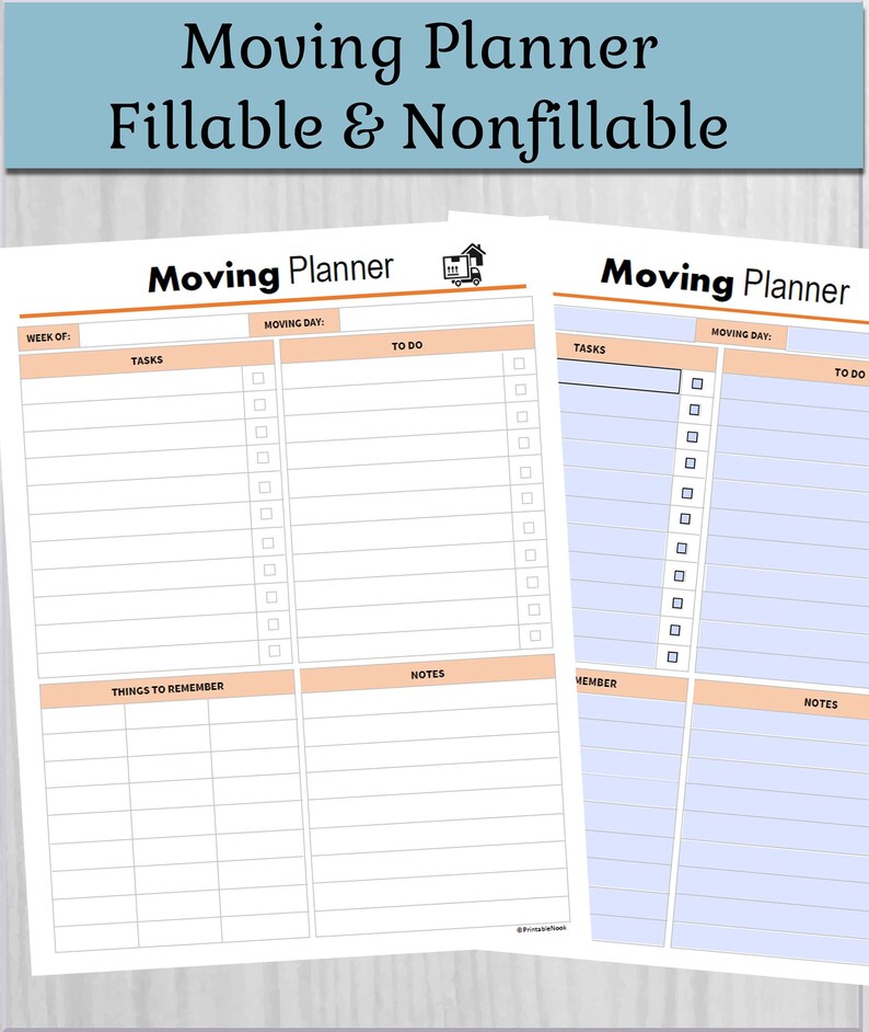 Moving Planner | Moving Tracker | Task Sheet for Moving | Moving House ...