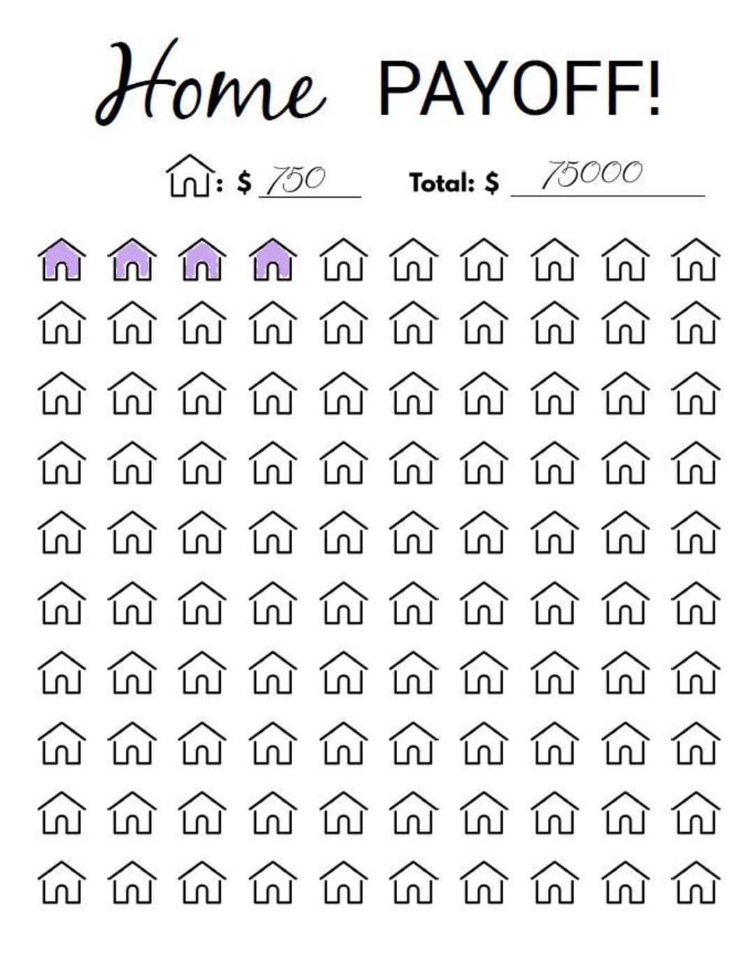 Mortgage Payoff Tracker Sheet: Home Loan Coloring Page (printable) - Etsy