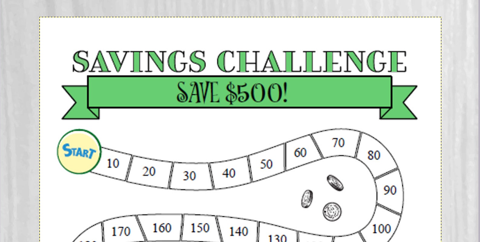 Savings Tracker | Money Challenge | Save 500 Dollars Goal | Save Fund ...