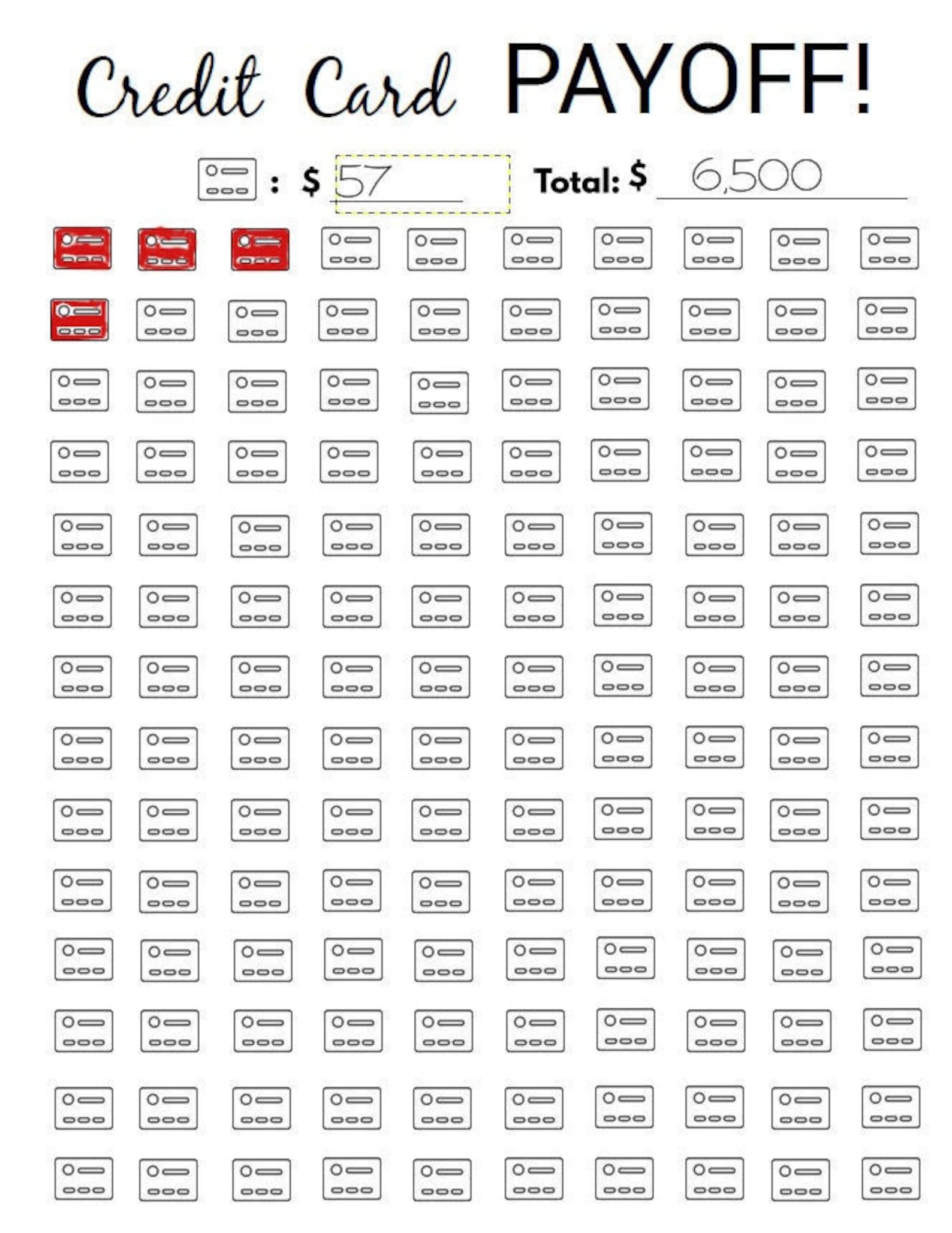 Credit Card Payoff Tracker: Printable Coloring Chart (instant Download ...