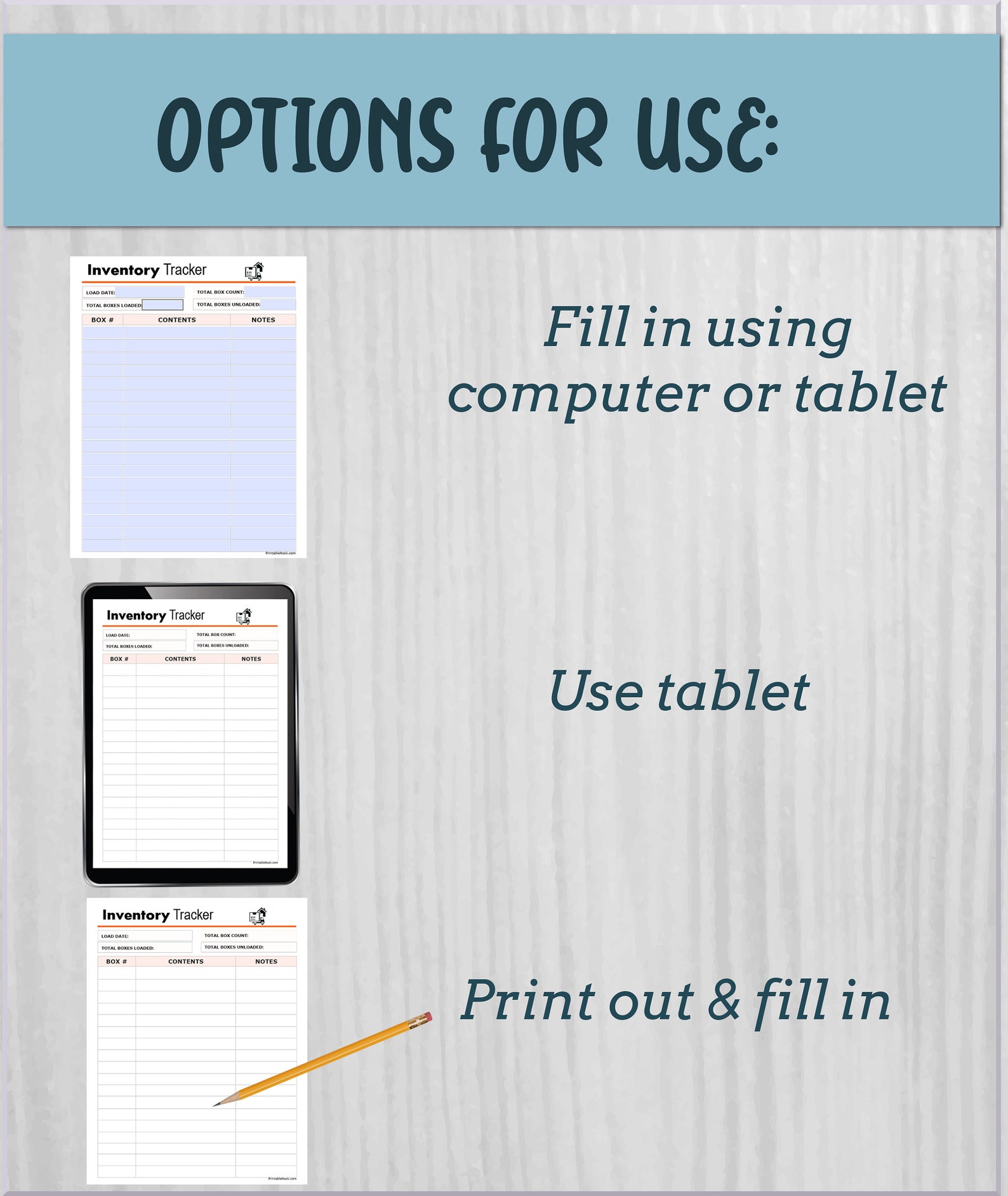 Inventory Tracker | Moving Box Checklist | Packing List Inventory ...