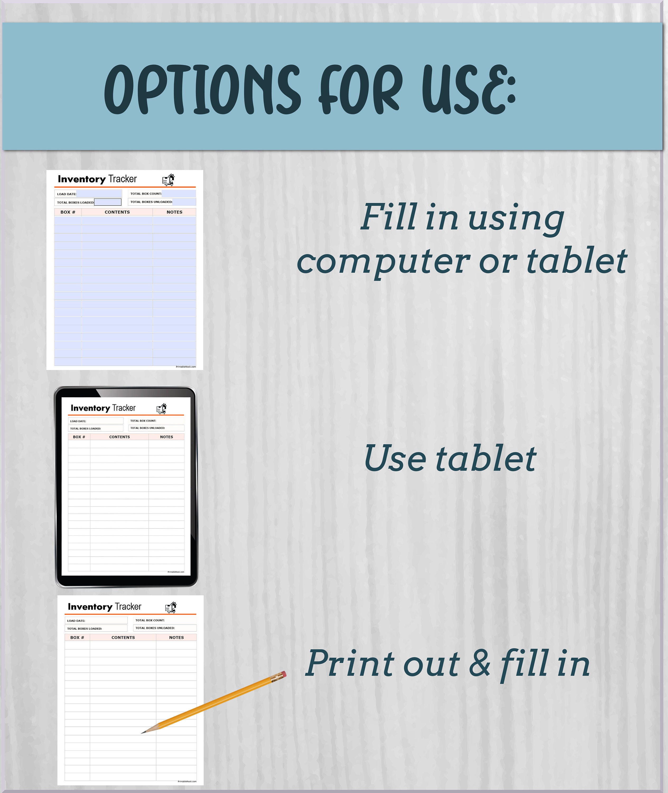 Inventory Tracker | Moving Box Checklist | Packing List Inventory ...