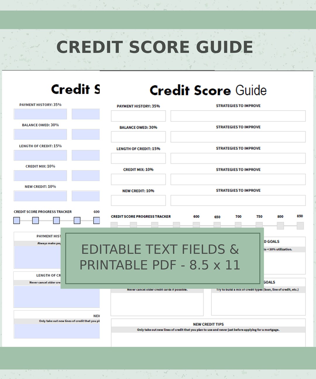 Credit Score Repair | Tracking Sheet | Credit History | Improve Credit ...