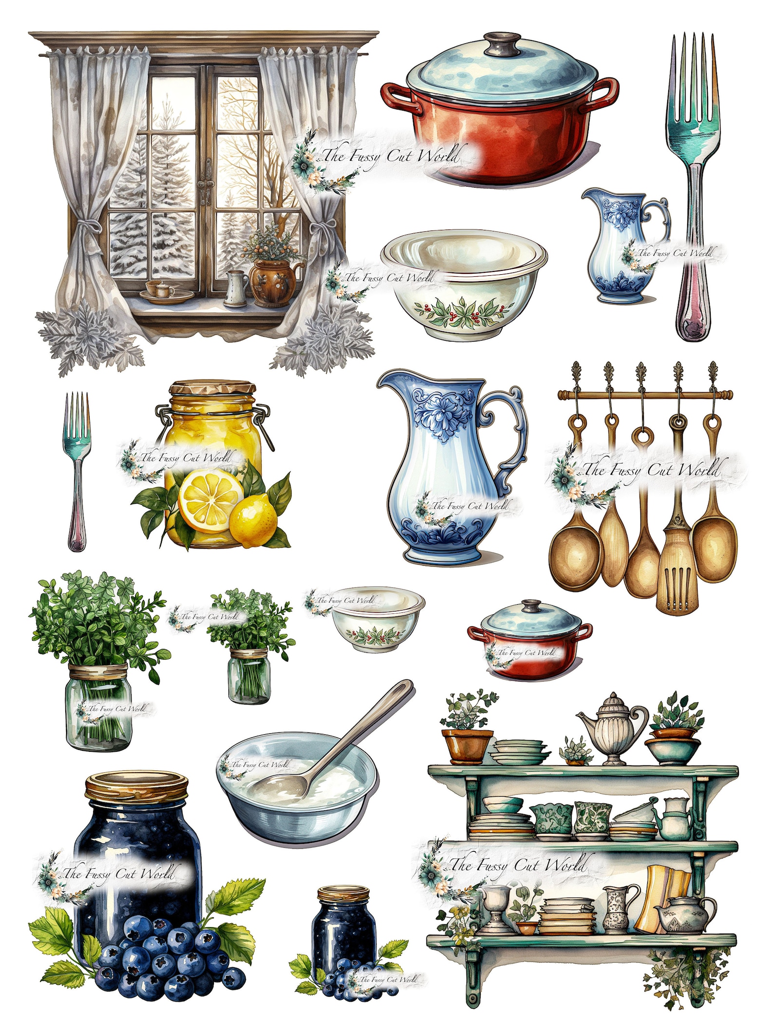 Kitchen Items Digital Prints: Scrapbooking Ephemera (digital Download ...