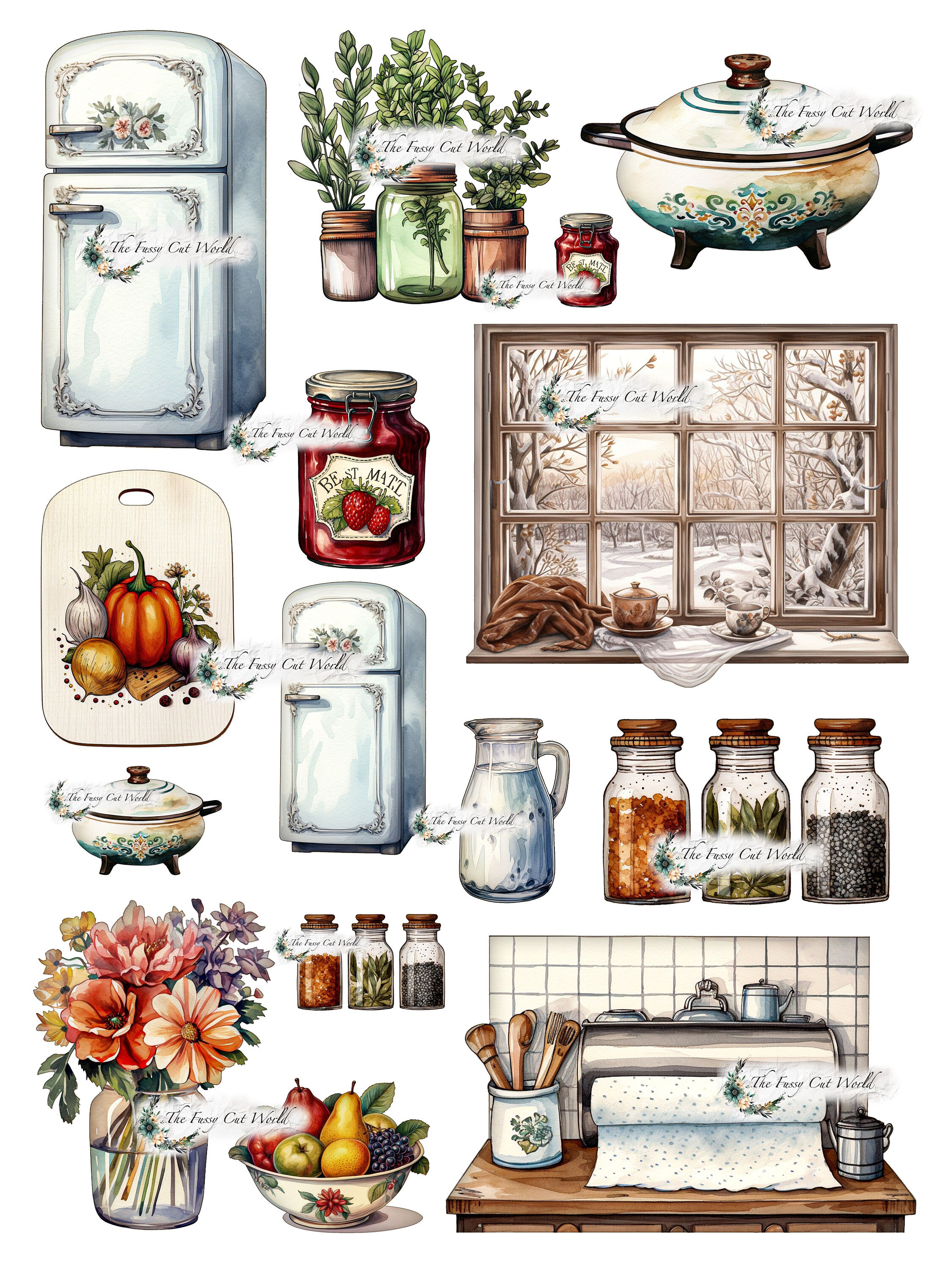Kitchen Items Digital Prints: Scrapbooking Ephemera (digital Download ...