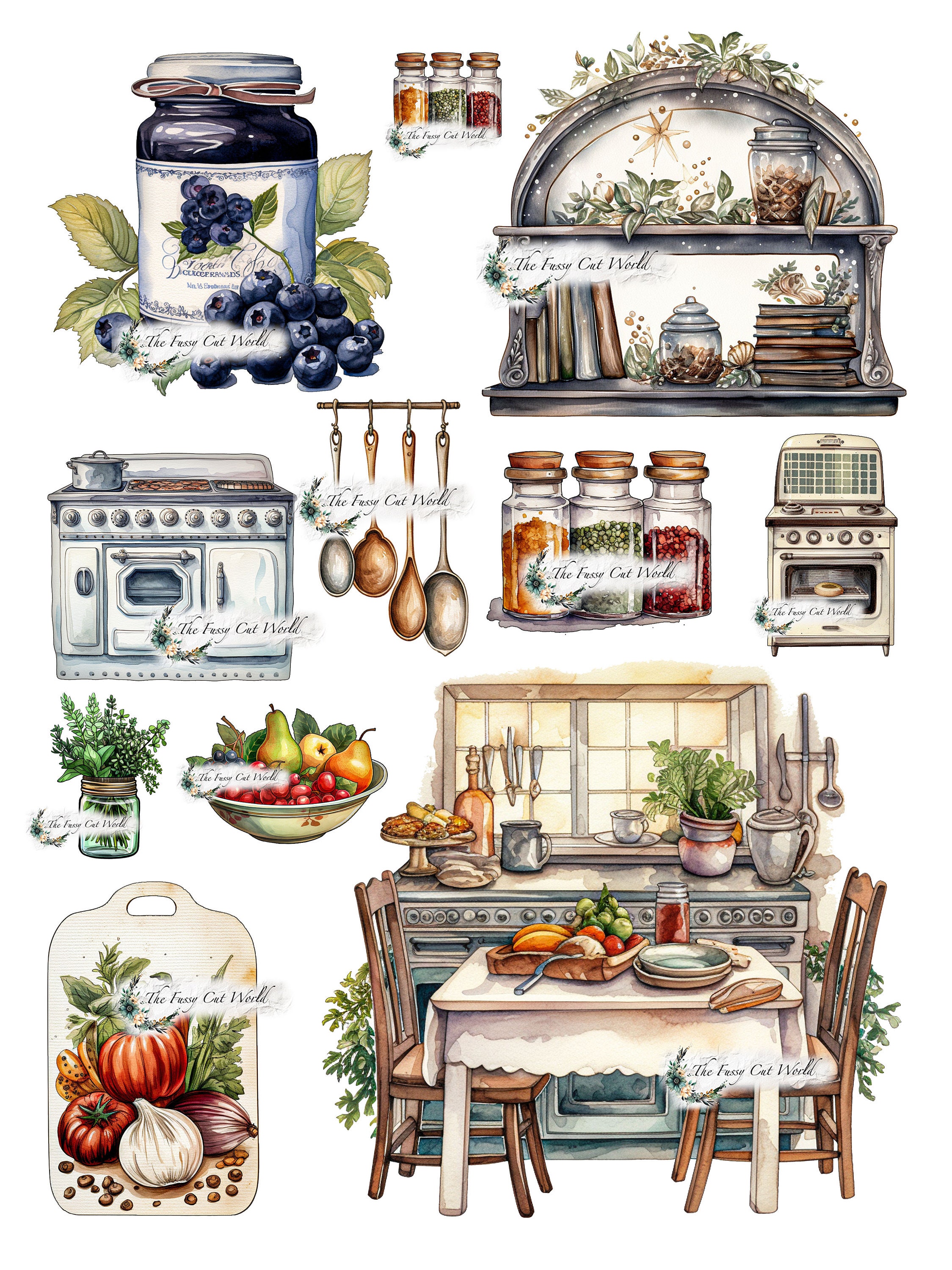 Kitchen Items Digital Prints: Scrapbooking Ephemera (digital Download ...