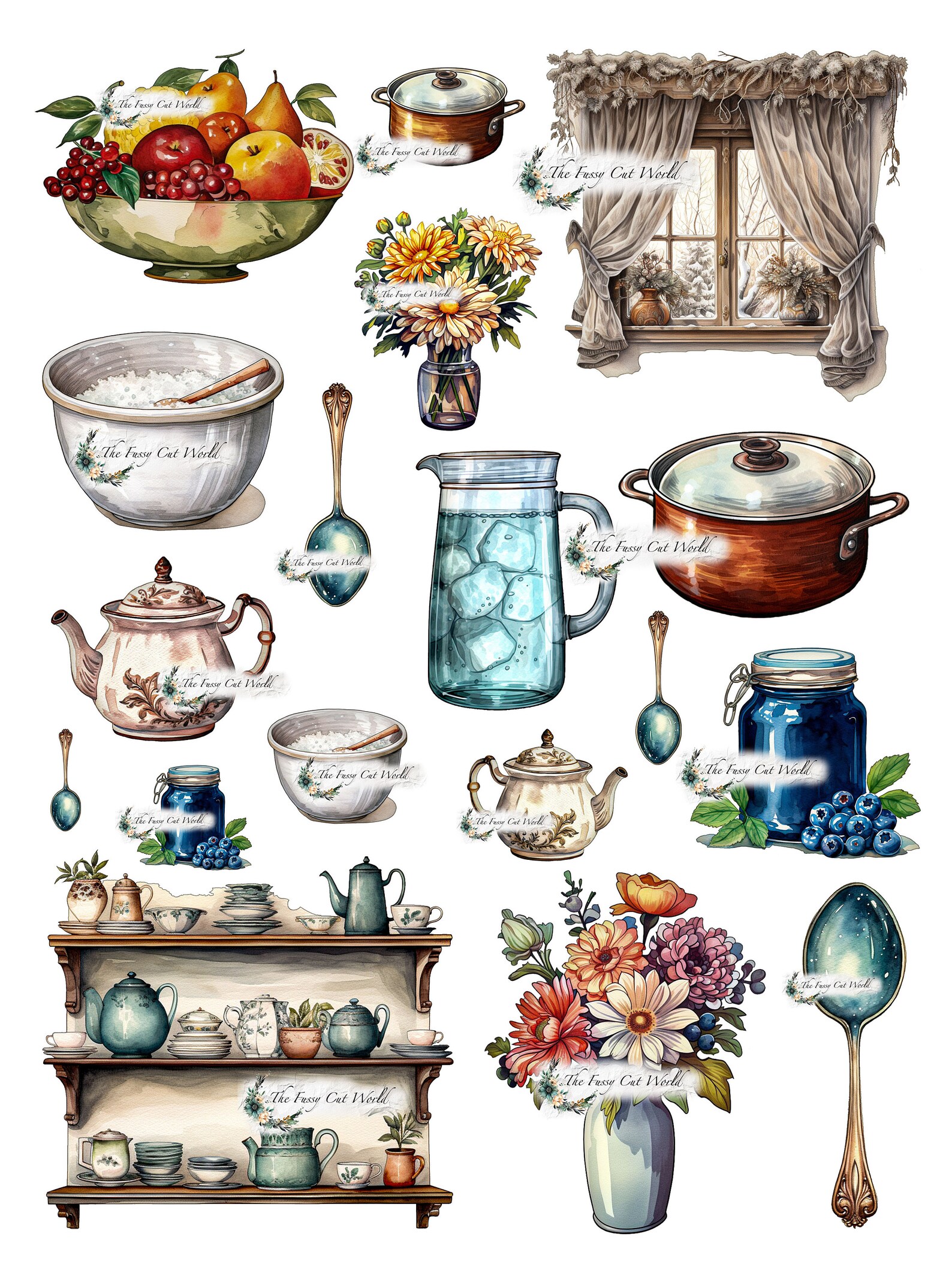 Kitchen Items Digital Prints: Scrapbooking Ephemera (digital Download ...