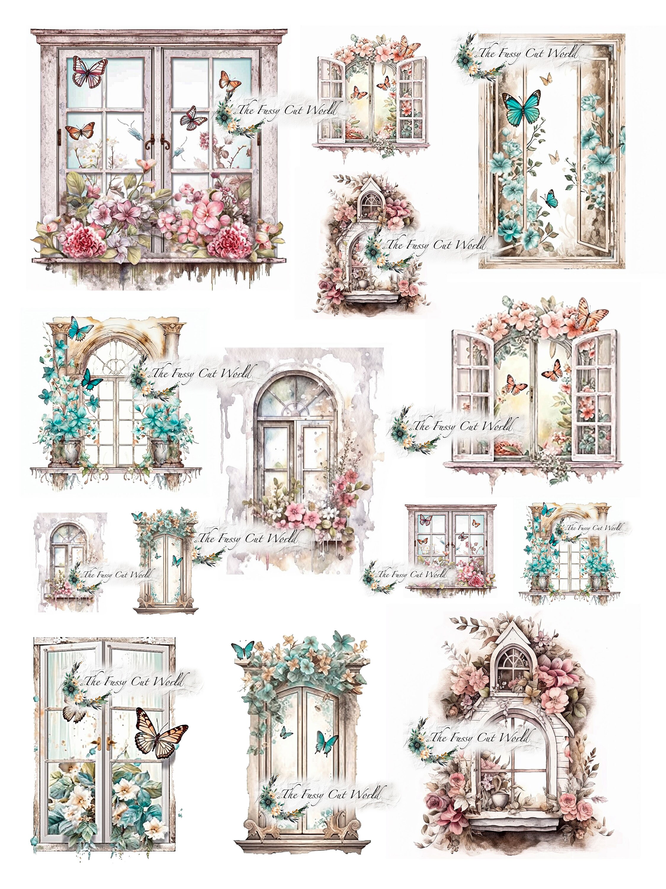 Fairytale Window Fussy Cut Ephemera: Shabby Chic Scrapbooking (digital ...