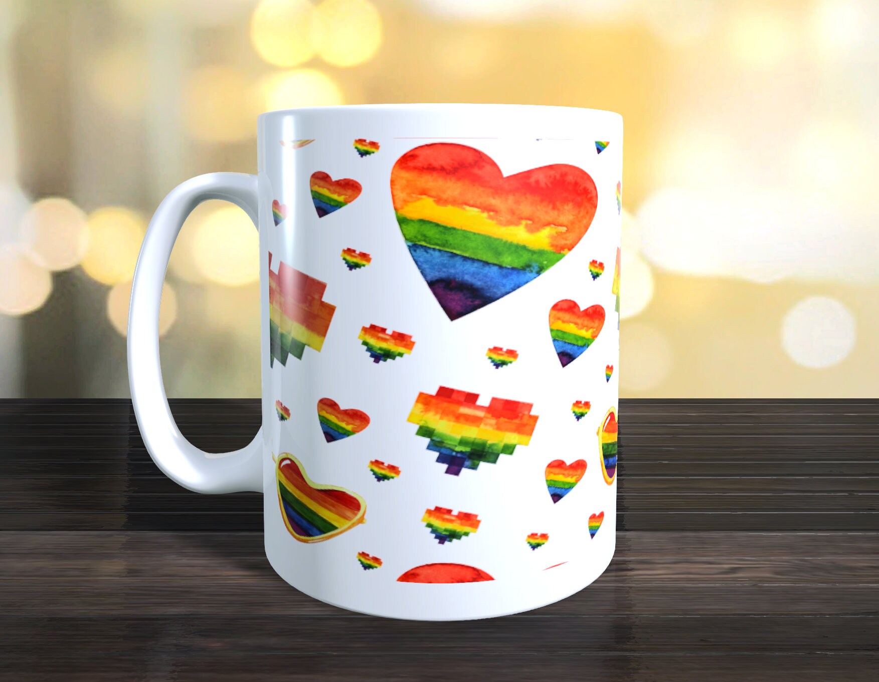 Pride Lgbt Personalised Mug Rainbow Hearts Mug Pride Month Etsy