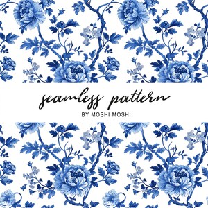 Seamless Chinoiserie Pattern Blue Flowers Floral Chinese Design ...