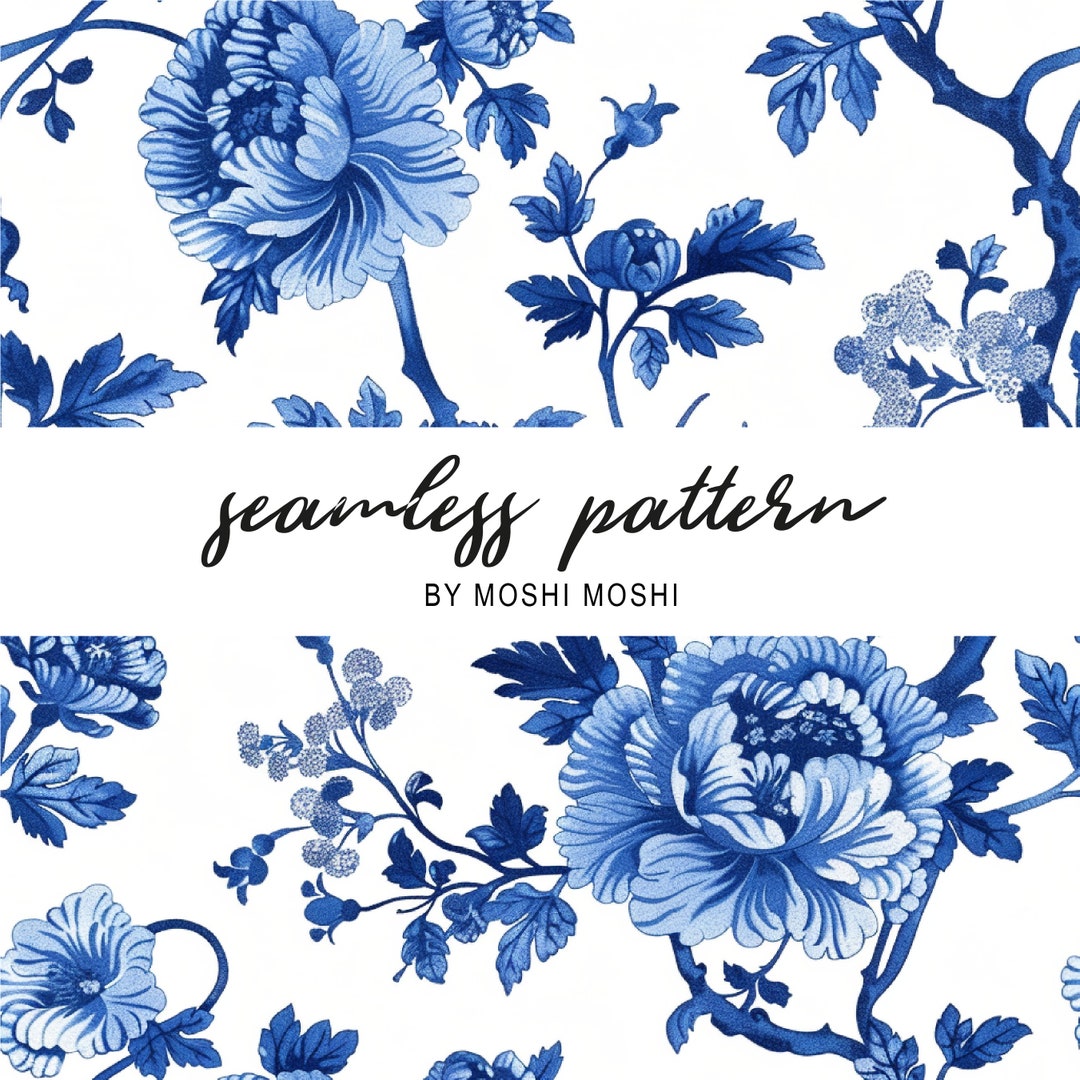 Seamless Chinoiserie Pattern Blue Flowers Floral Chinese Design ...