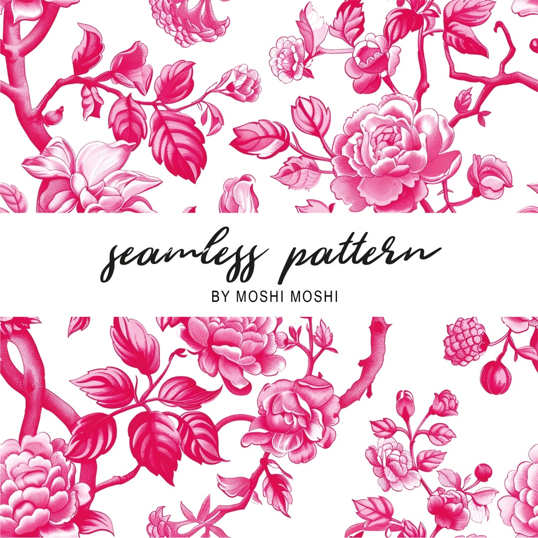 Chinoiserie Seamless Pattern Pink Flowers Floral Chinese Design ...