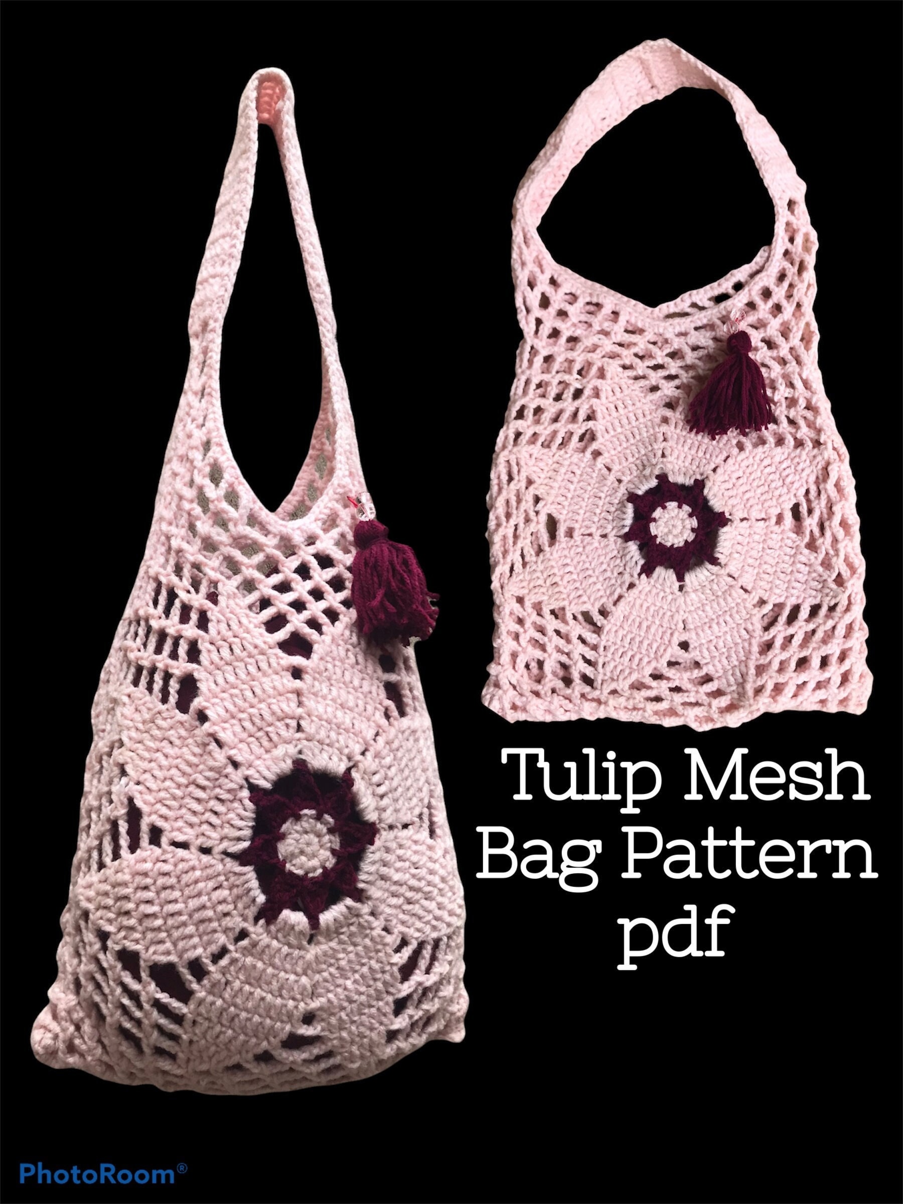 Crochet Tulip Mesh Tote Bag Pattern Pdf - Etsy