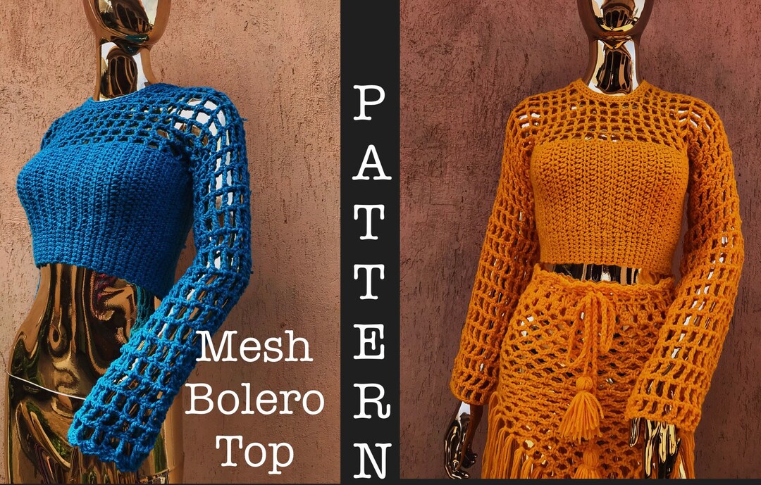 Mesh Bolero Top Pdf Pattern. Long Sleeved Crochet Croptop - Etsy