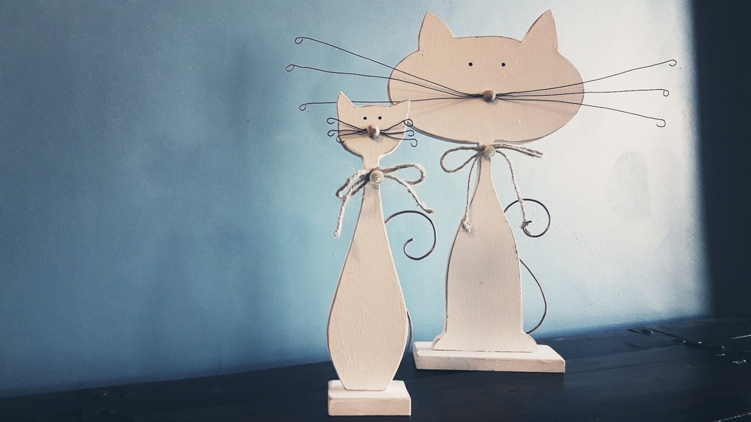 Decorative Wooden Cats. Home Decoration, Gift Idea. Knick-knack in the ...