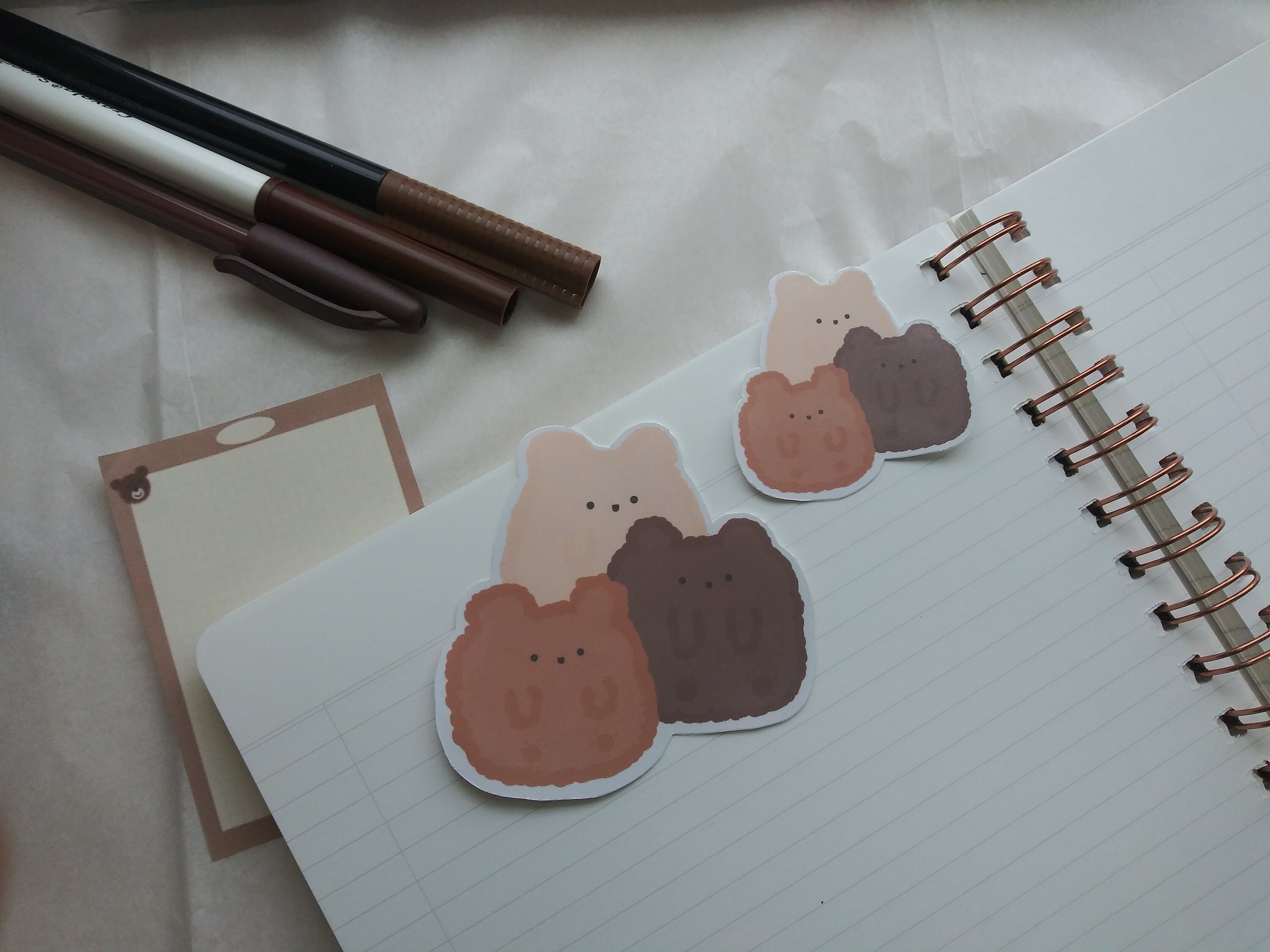 Bear Trio Sticker Fluffy Bears Die Cute Laminated Sticker | Etsy