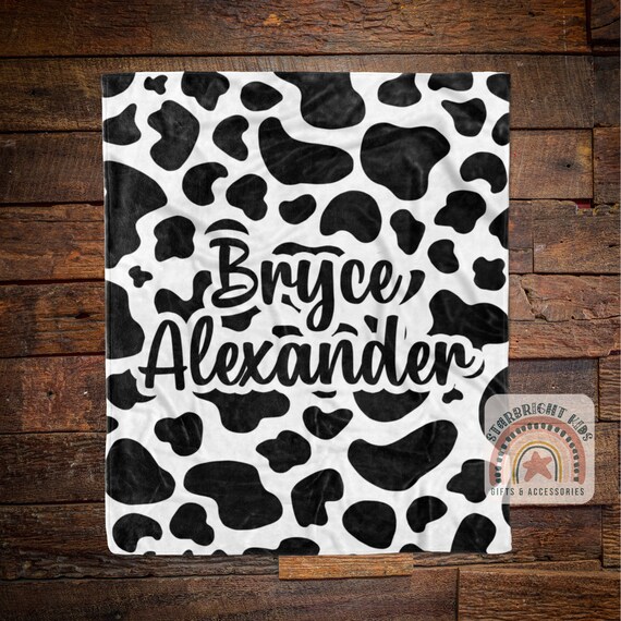Black and White Cow Print Pattern Personalized Custom Name - Etsy
