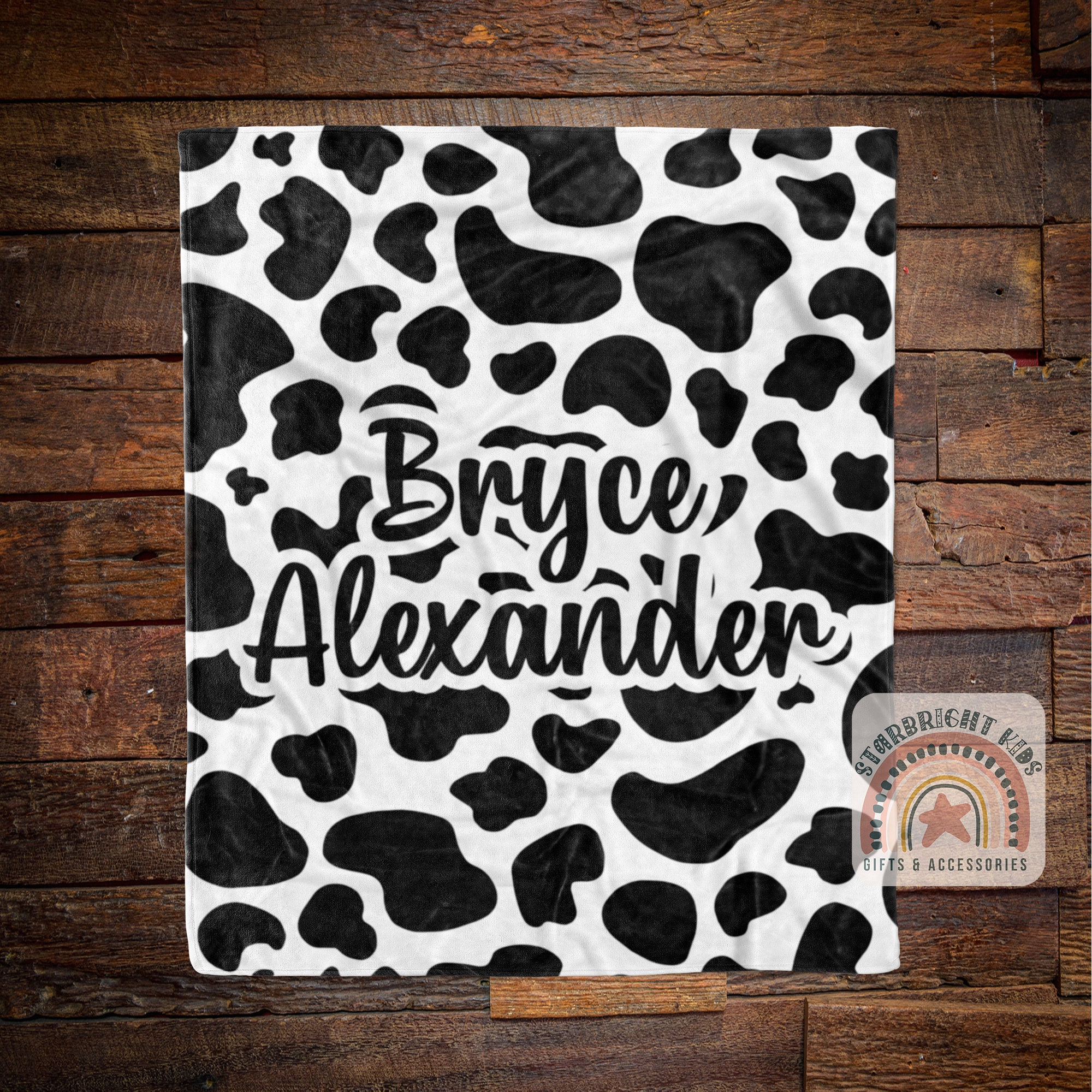 Black and White Cow Print Pattern Personalized Custom Name - Etsy