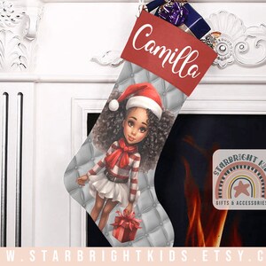 African American Black Girl Afro Red and Silver Personalized Custom ...