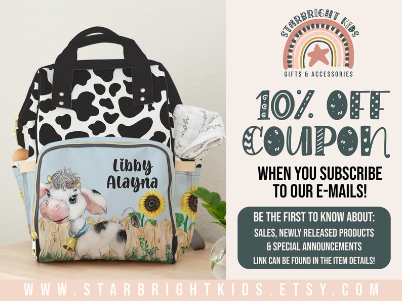 Baby Cow With Sunflowers Cow Print Personalized Diaper Bag - Etsy