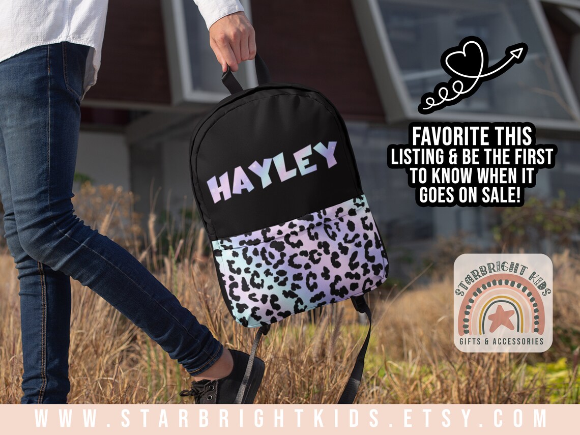 Pastel Purple Pink Aqua Blue and Black Leopard Print Backpack - Etsy