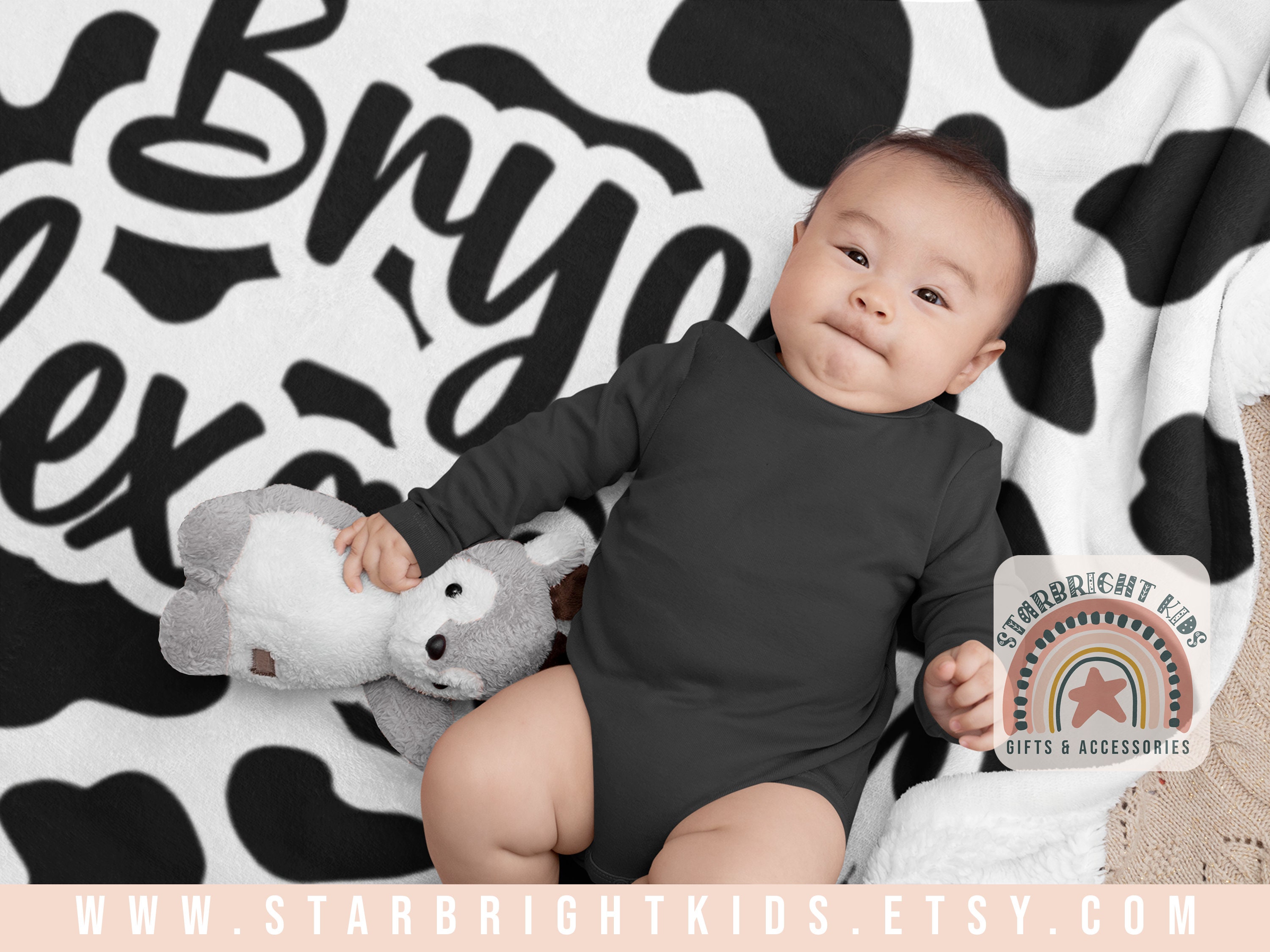 Black and White Cow Print Pattern Personalized Custom Name - Etsy