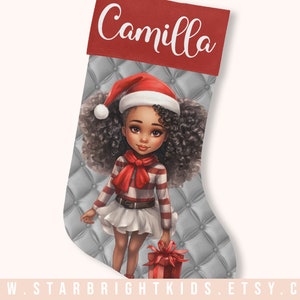 African American Black Girl Afro Red and Silver Personalized Custom ...
